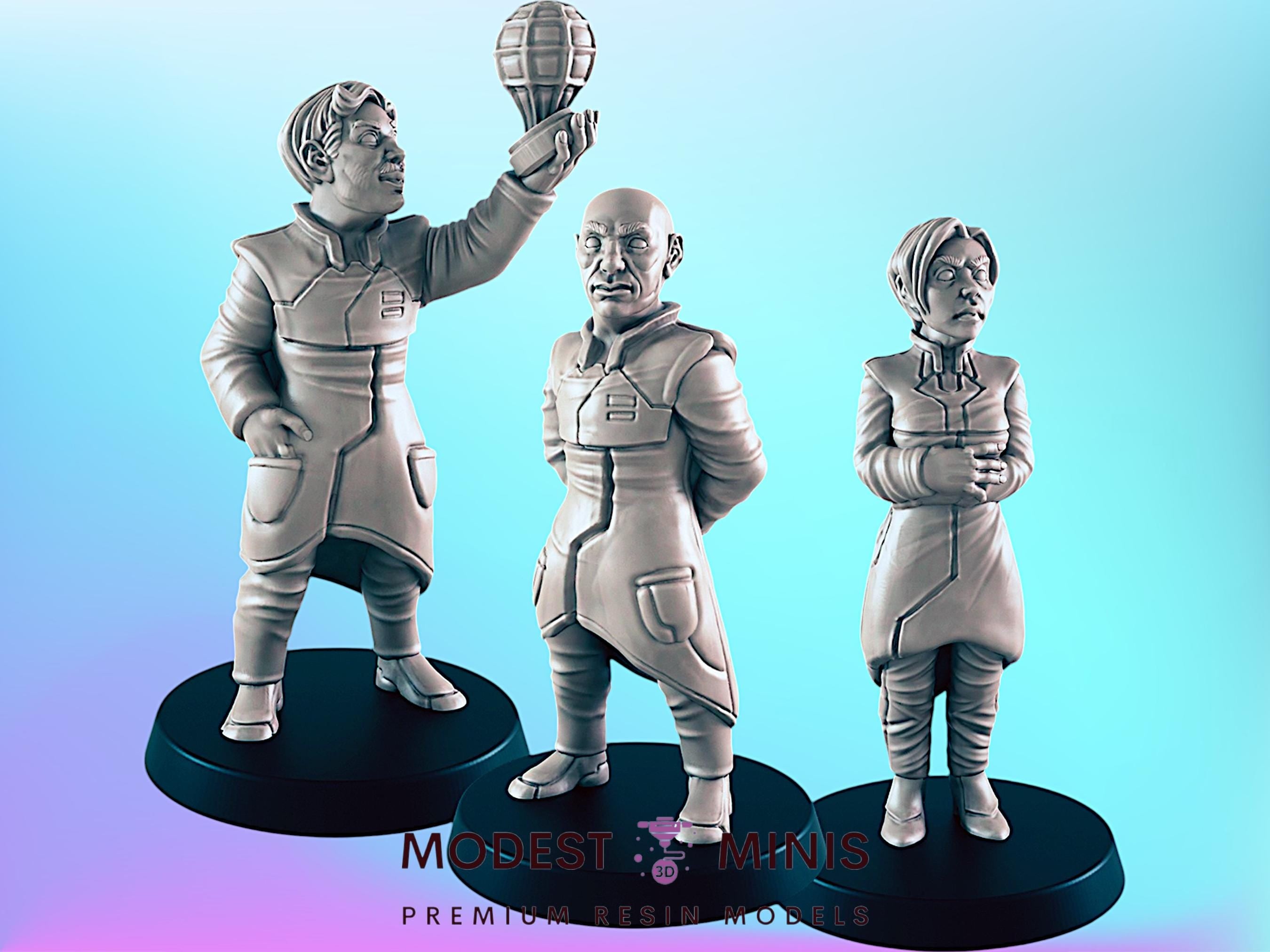 Human Scientists Trio | 25mm - 75mm Scale | DnD | Cyberpunk | EC3D Sci ...