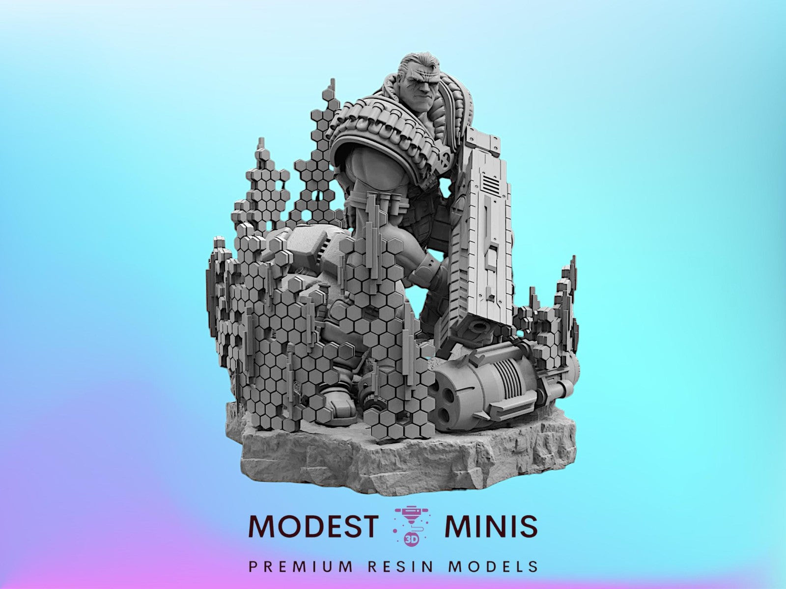 3D printed 40mm superhero MCP miniatures from Modest Minis Studio