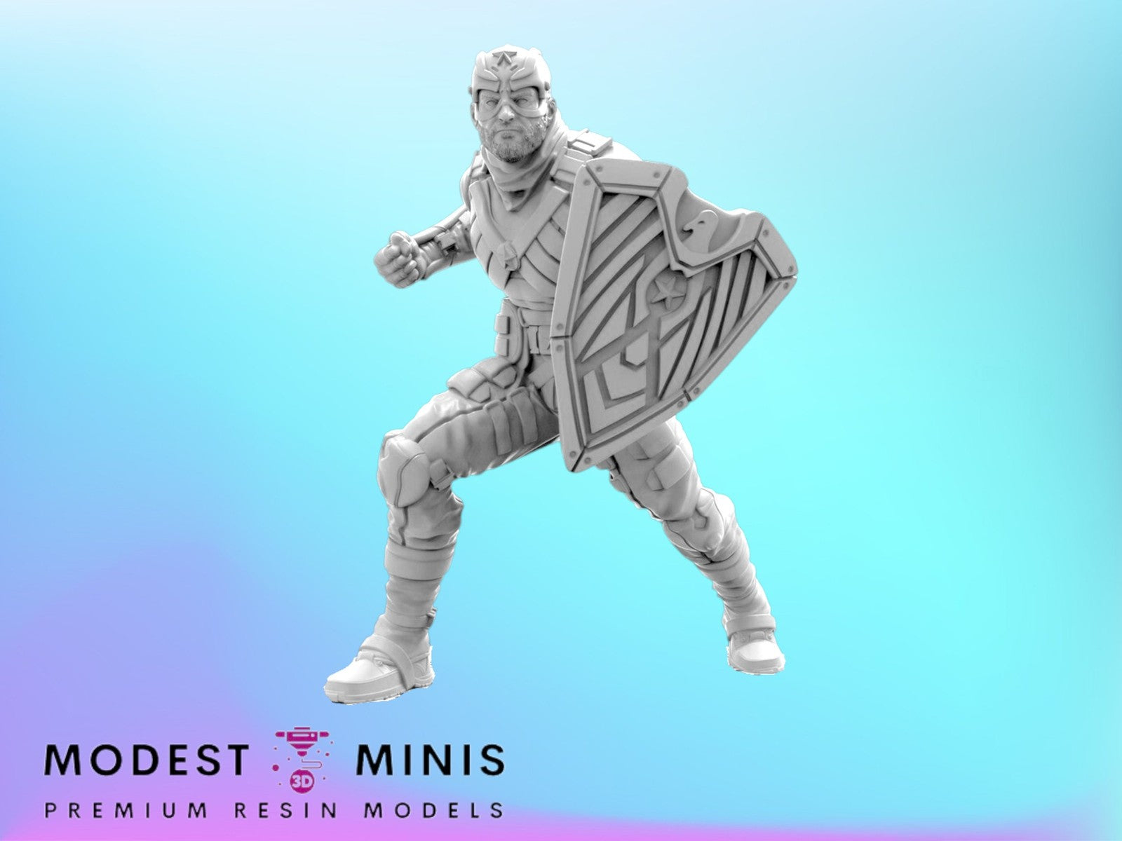 3D printed 40mm superhero MCP miniatures from Modest Minis Studio