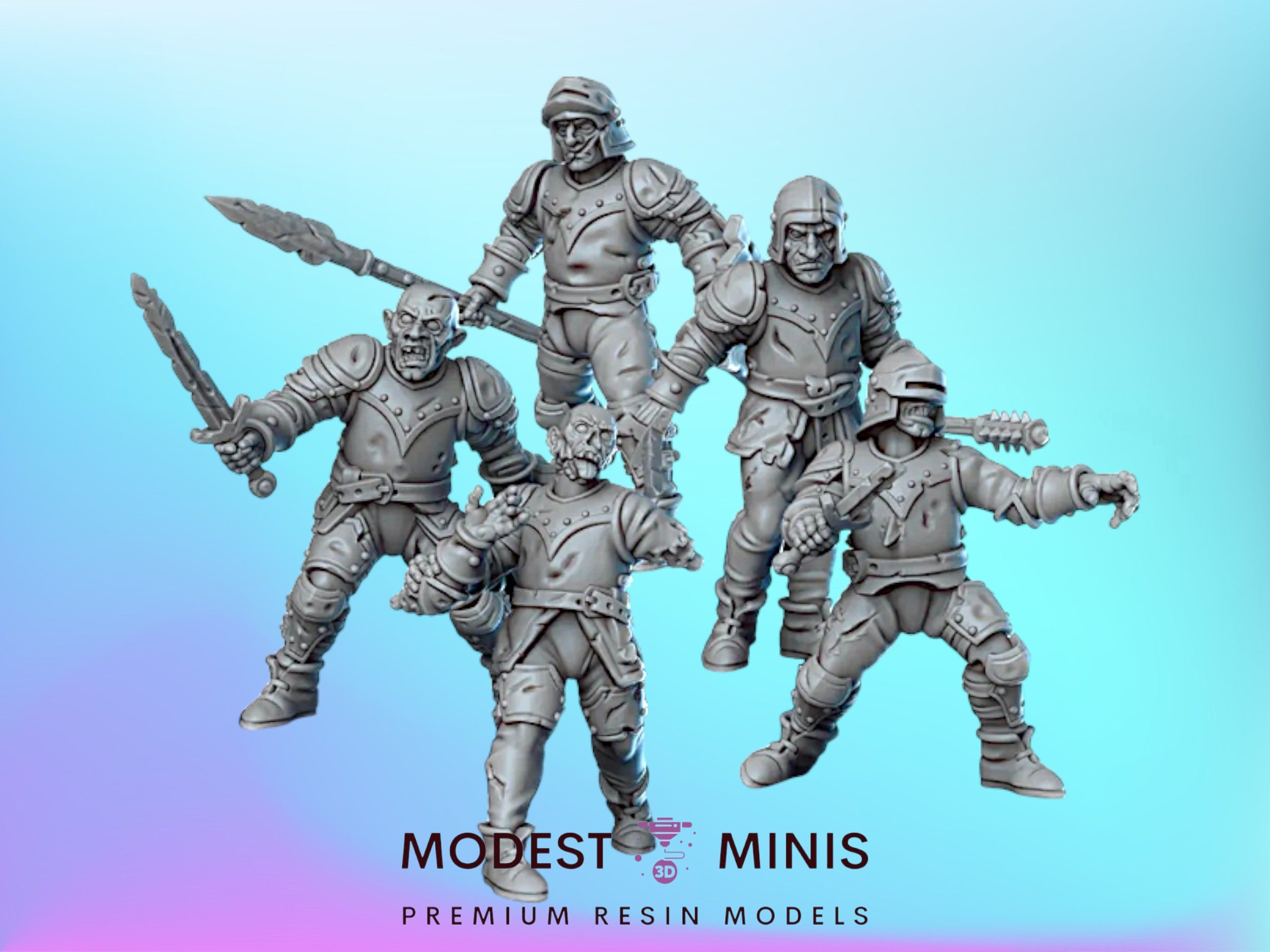 5pc Undead Zombie Horde Set | 28mm - 75mm Scale | DnD Frostgrave Mini ...