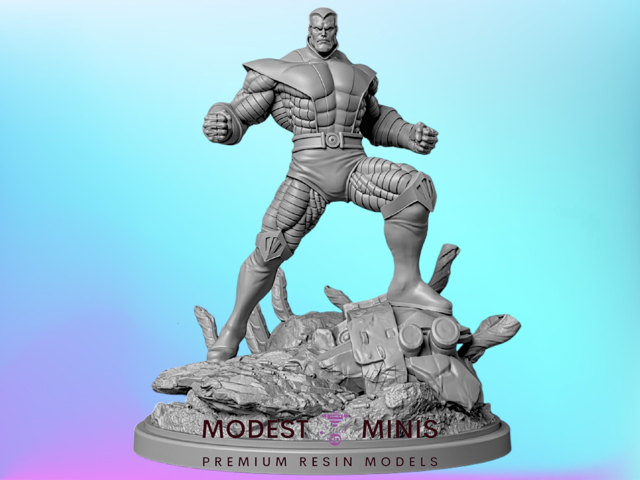 3D printed 40mm superhero MCP miniatures from Modest Minis Studio