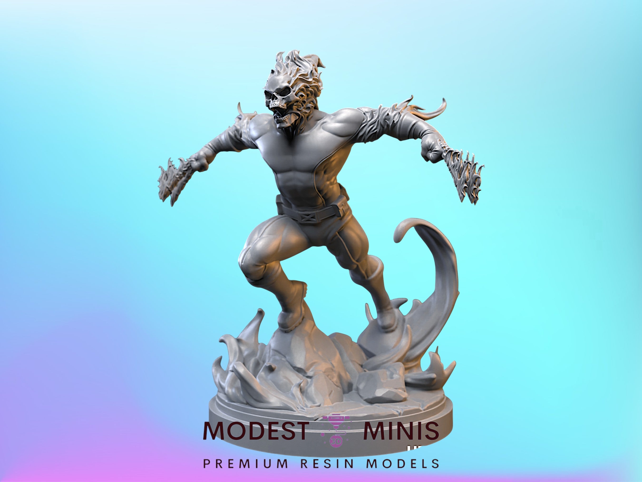 3D printed 40mm superhero MCP miniatures from Modest Minis Studio