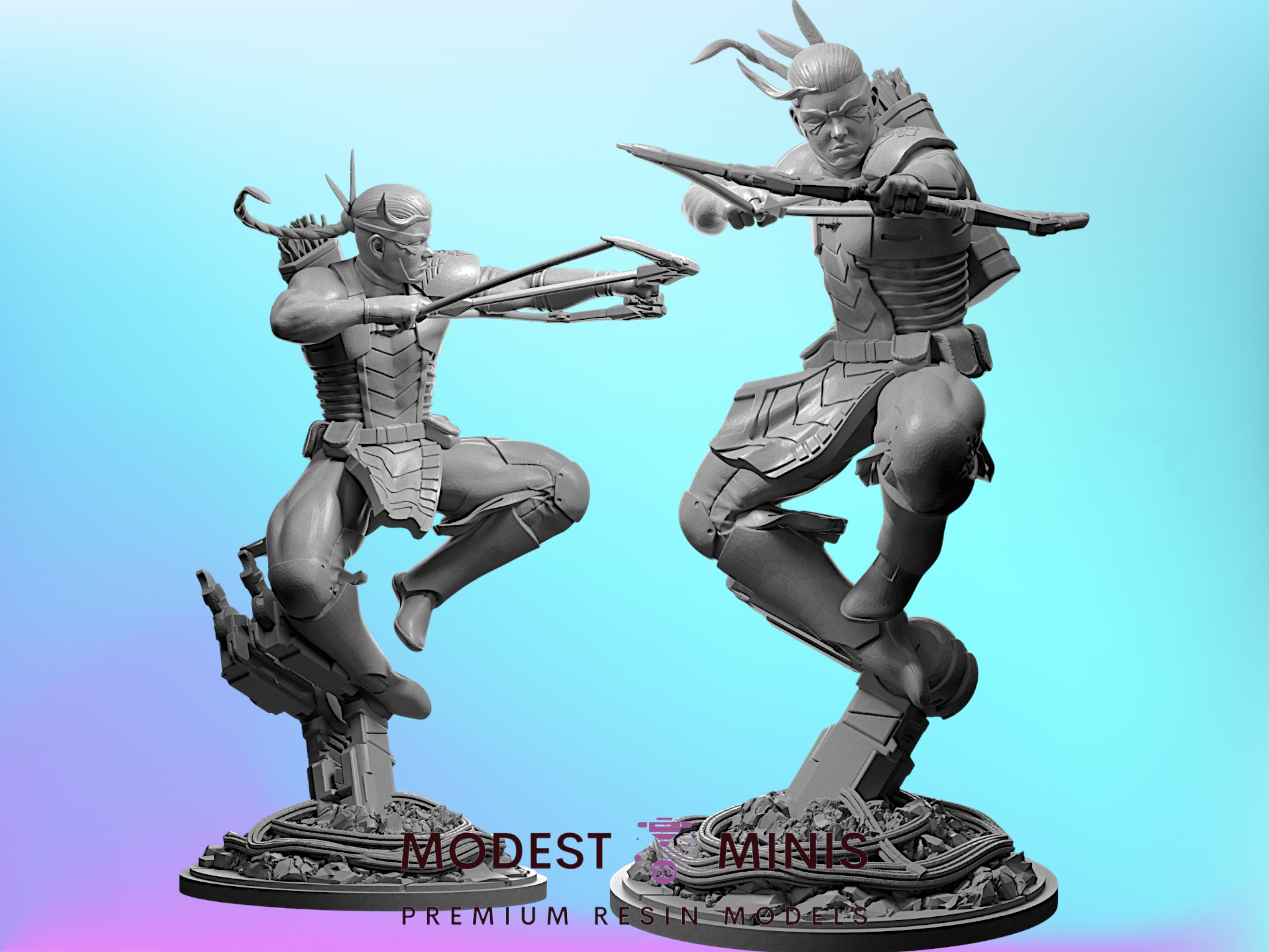 3D printed 40mm superhero MCP miniatures from Modest Minis Studio