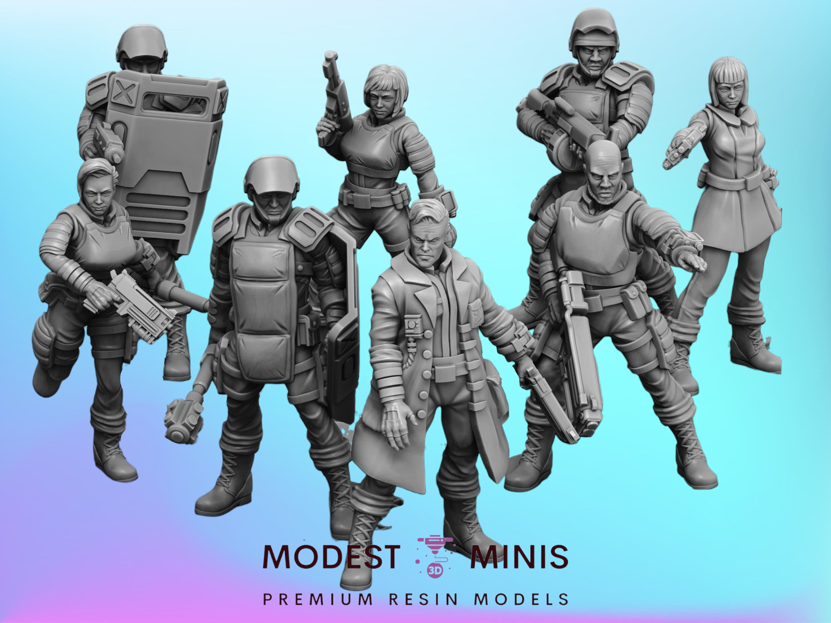 8pc Bunker Security Set - 28mm 32mm Scale Badlands Miniature ...