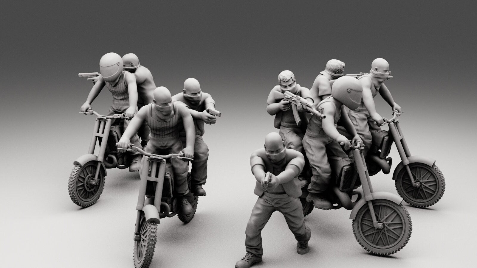 Biker Gang Set resin miniatures scaled to your requirement – Modest ...